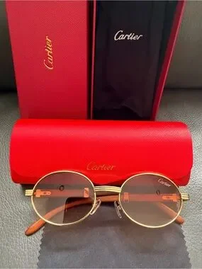 Cartier | Accessories | Cartier Gold Frame Sunglasses With Brown Lenses ...